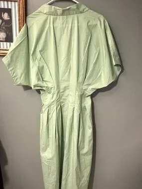 Meadow Rhodes | Dresses | Buttonfront Light Green Midi Shirt Dress With ...